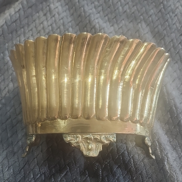 Accents | Vintage Brass Scalloped Footed Cache Pot Or Planter | Poshmark